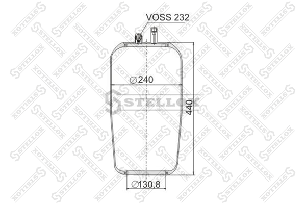 90 43906 SX Пневмоподушка Бренд STELLOX для автомобиля без стак.2шп шт. M16+M16/24 смещ.26 Н: отв. D130.8 МВ Actros