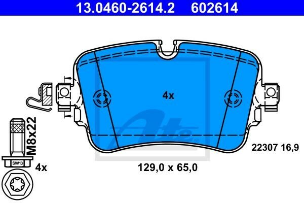 ATE 13.0460-2614.2 колодки дисковые задние\ Audi (Ауди) a4 / a5 / q7 (4m) 15