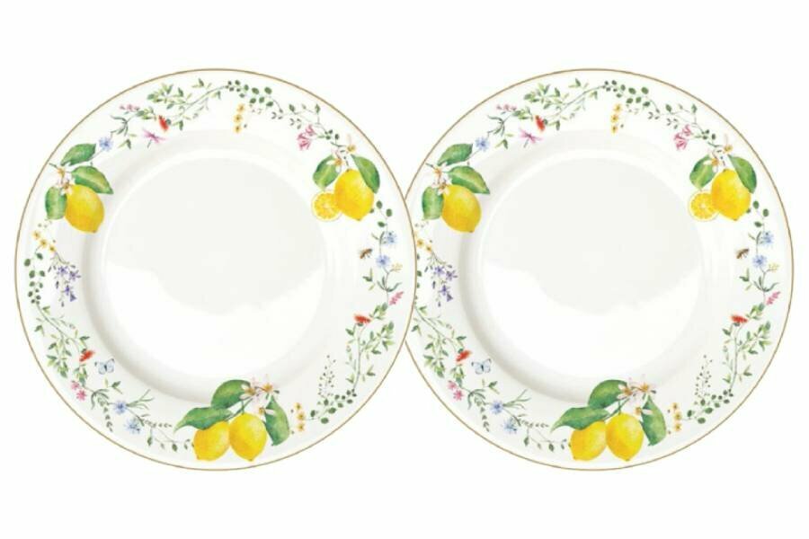 Набор 2 тарелки обеденные Цветы и лимоны, 26,5 см (Easy Life)