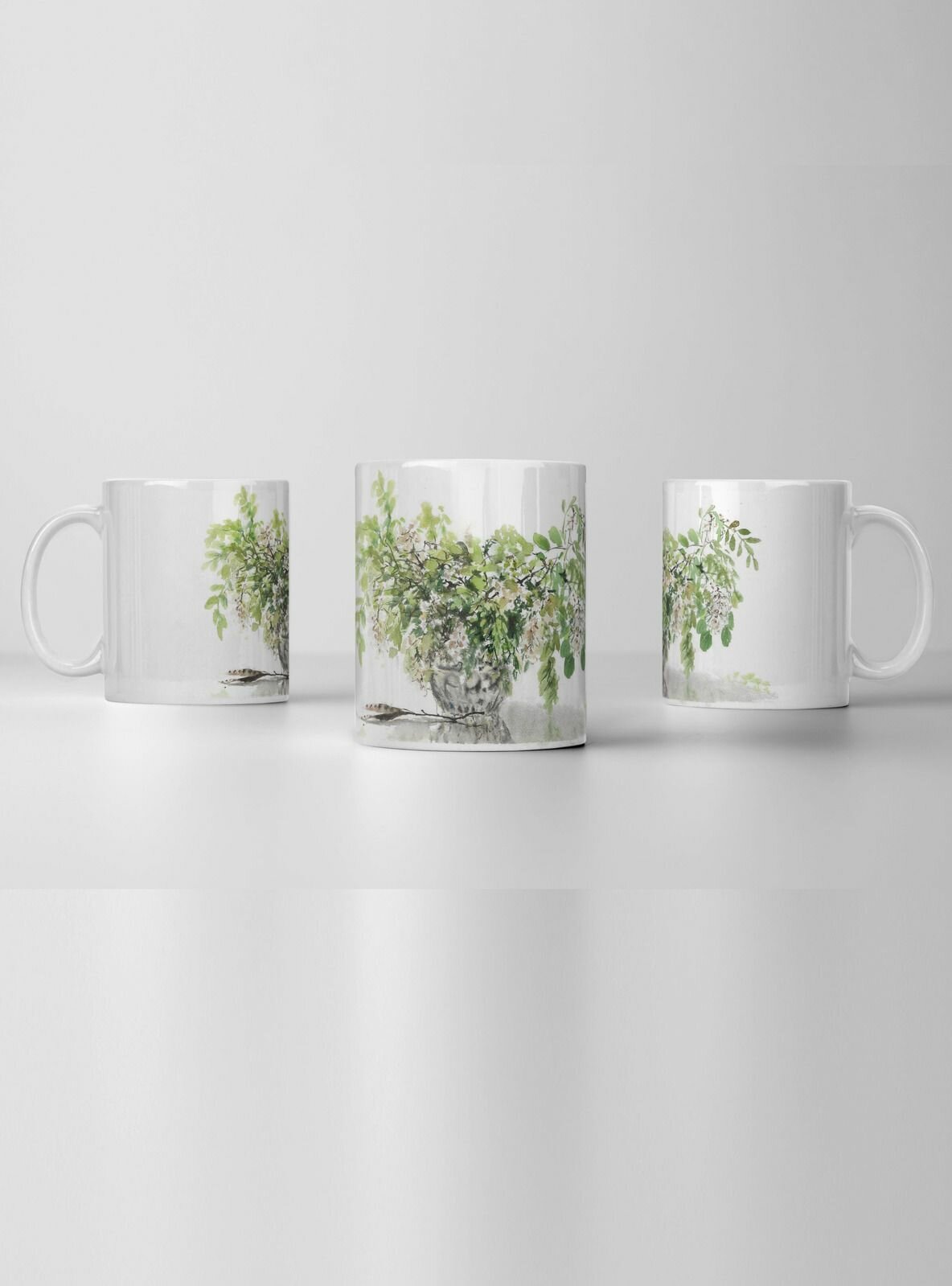 Кружка cooperative.moscow " Акация цветок " (кружка с Акацией , Акация , кружка с цветком, кружка Акация , подарок с любовью, кружка с цветами, цветы, цветок) , 330 мл, 1 шт