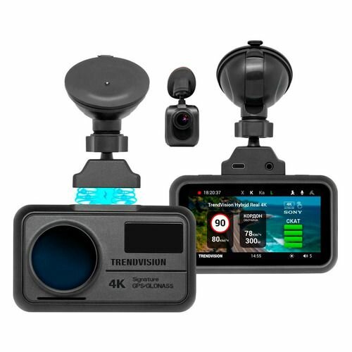 Видеорегистратор с радар-детектором TrendVision Hybrid Signature Real 4K 2CH, GPS, ГЛОНАСС