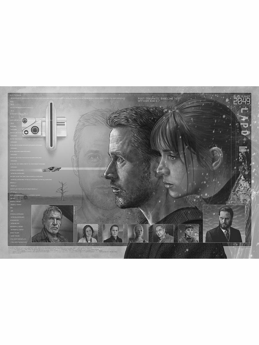 Постер "Бегущий по лезвию 2049. Черно-белый арт"