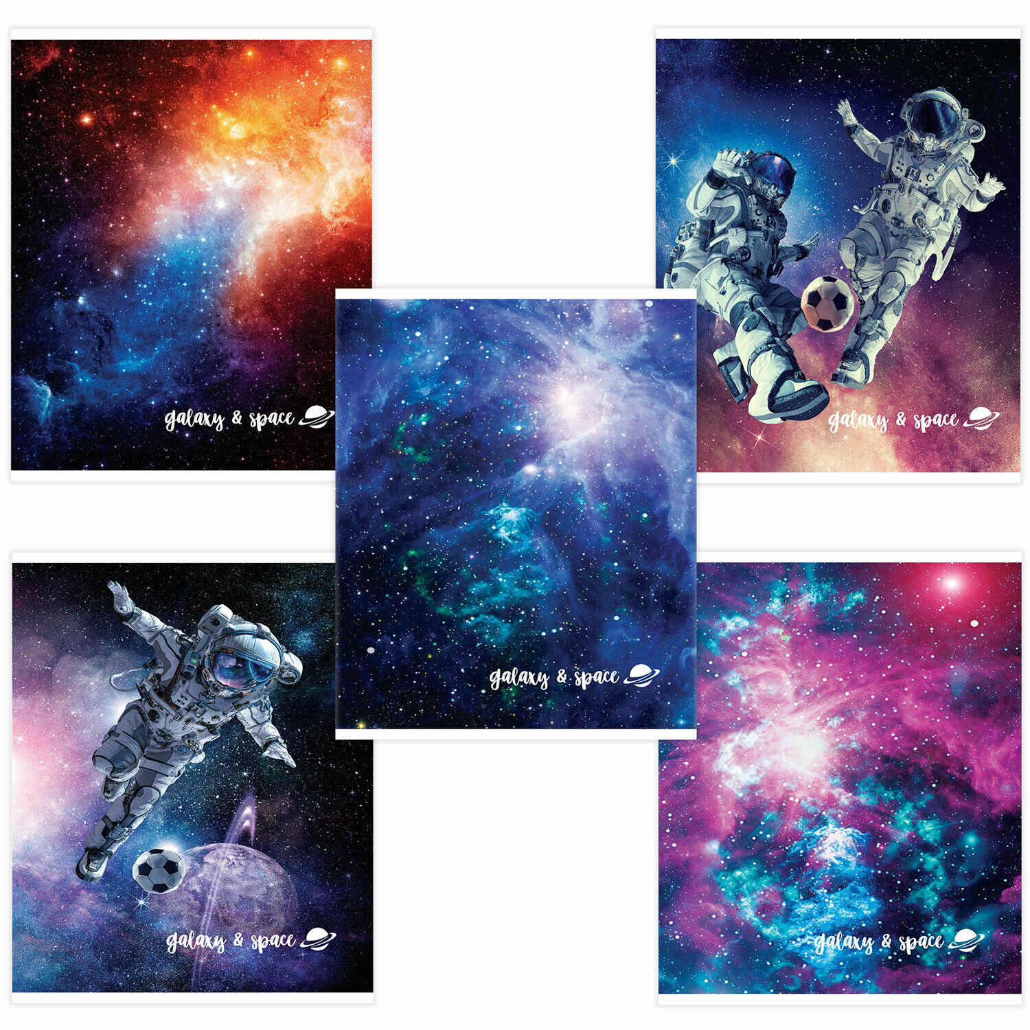 Тетрадь А5, 96 л, BRAUBERG ЭКО, клетка, обложка картон, космос, 403059, 5шт