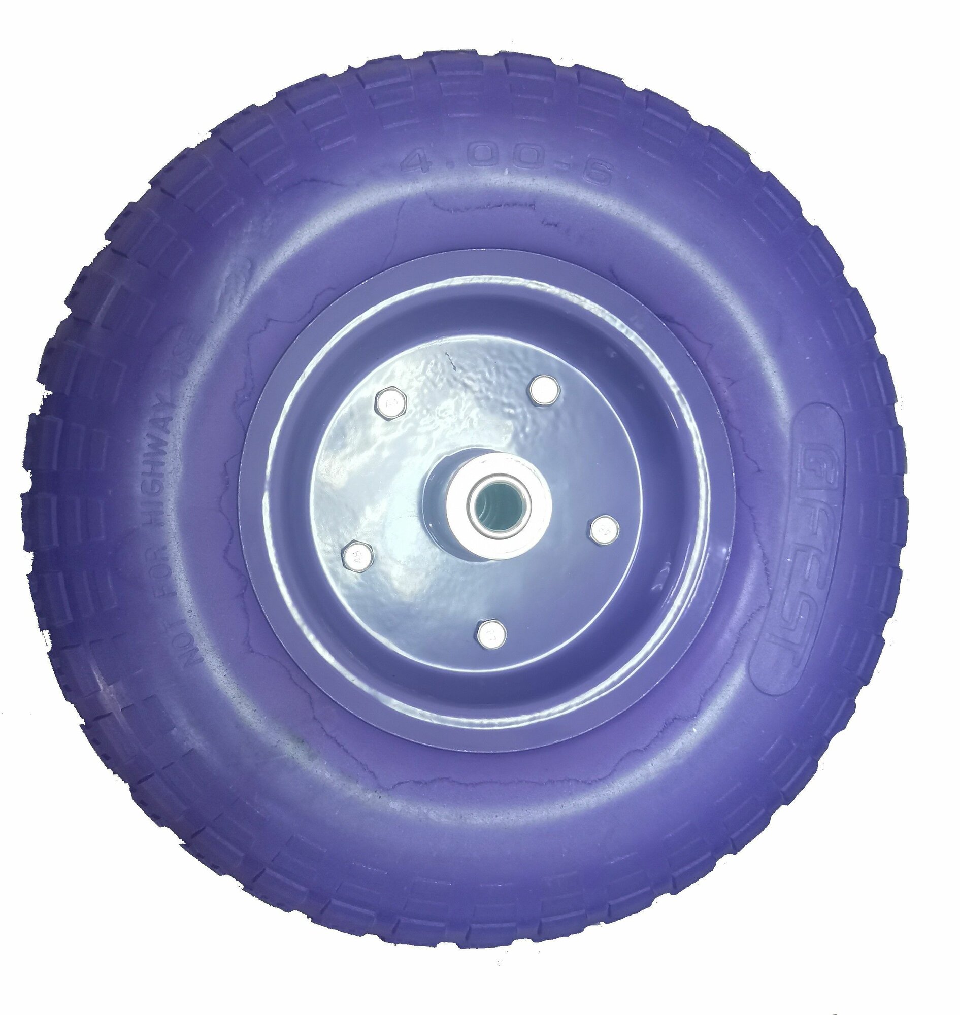 Колесо для садовой тележки 400-6L (втулка 16мм, литое, полиуретановое)