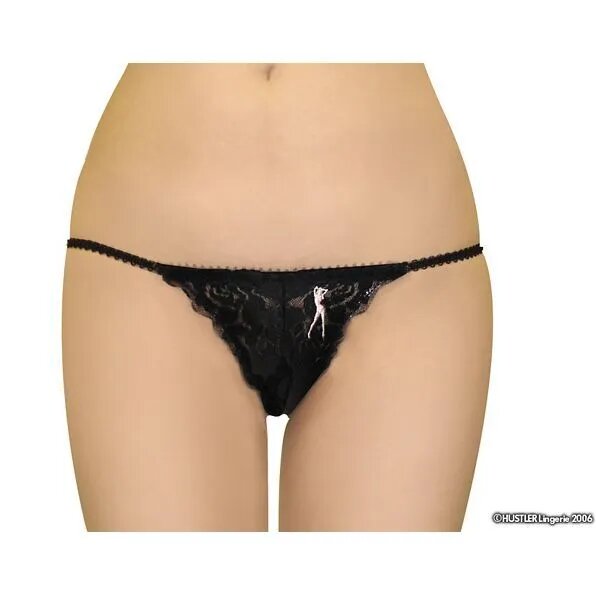 Кружевные трусики-стринги HUSTLER с логотипом, бирюзовый