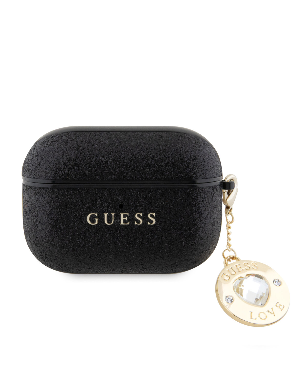 Guess для Airpods Pro чехол Fixed Glitters with Heart Diamond charm Black