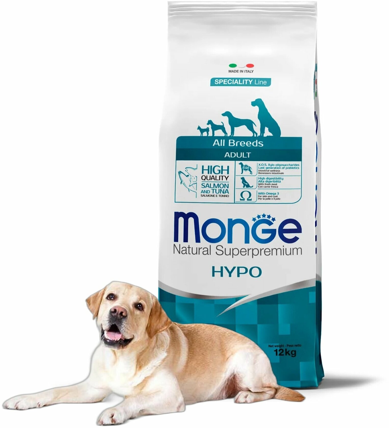 Monge Dog Speciality Hypoallergenic корм для собак гипоаллергенный лосось с тунцом 12 кг