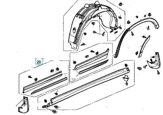 Отделка в сборе, лев. передн. дверь; нижн. (Оригинал)