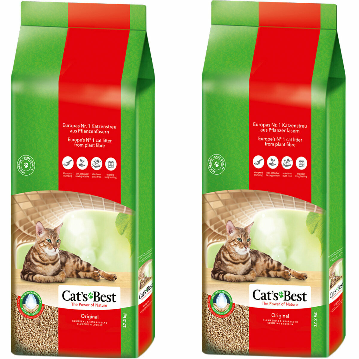 CAT'S BESТ ORIGINAL - Кэтс Бэст наполнитель древесно-комкующийся для туалета кошек (40 + 40 л)