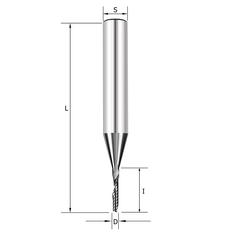 Фреза спиральная Z1 D=2,5x22x50 S=3,175 (верхний рез) по древесине, фанере Tideway LC20102225