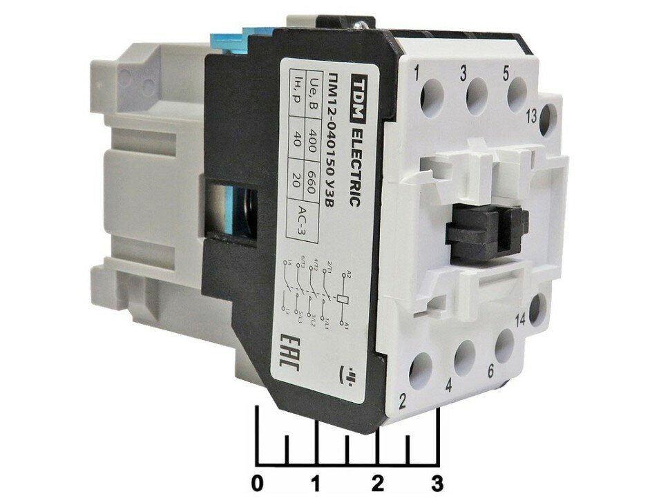 Контактор (пускатель) 400V 40A ПМ12-040150 TDM (дополнительные контакты NO) (SQ0714-0047)