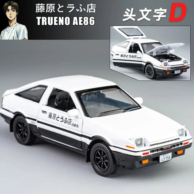 Модель автомобиля INITIAL D Toyota AE86, белая, 1:28