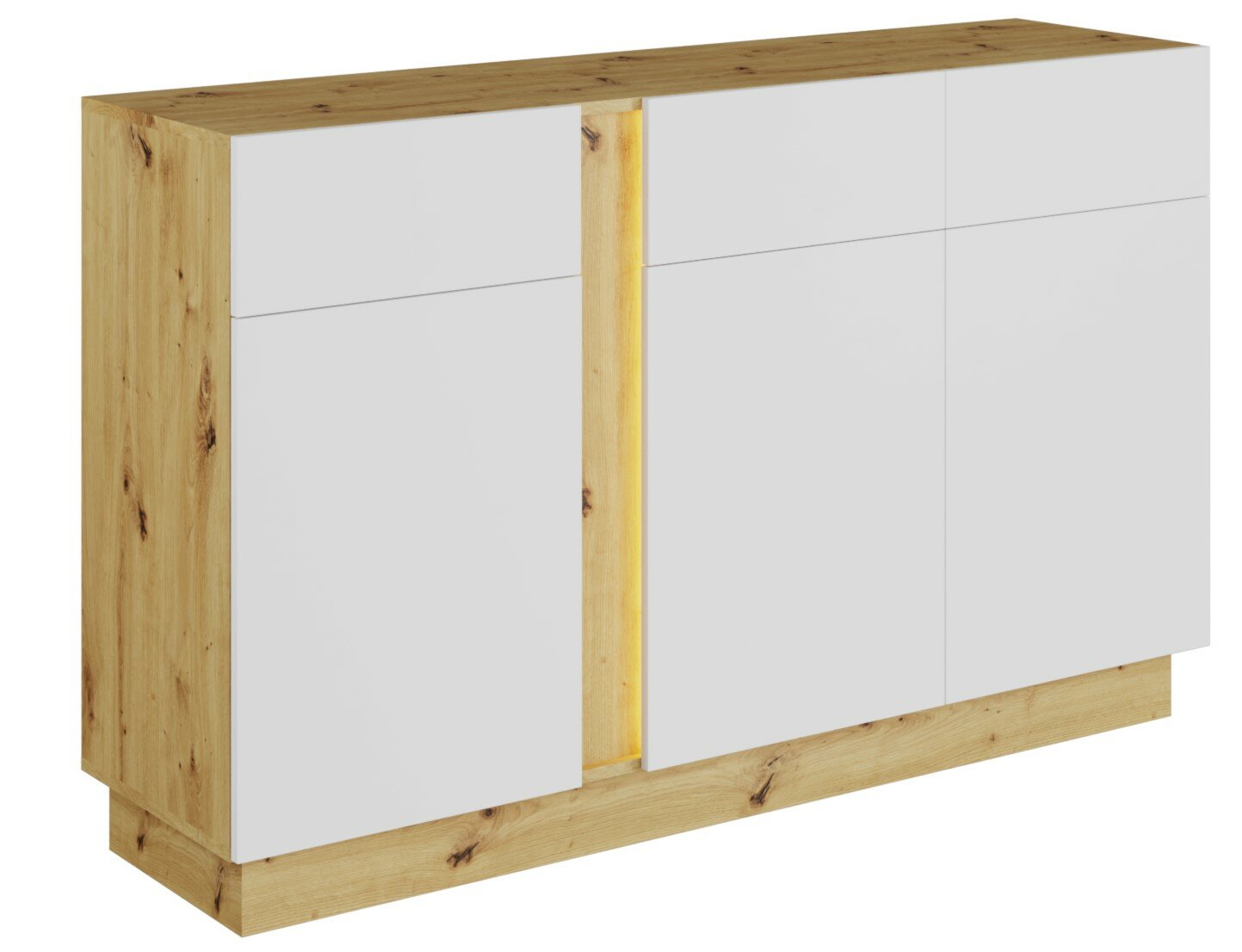 MODO комод КД-2, 150 х 95 х 41 см, ЛДСП корпус, МДФ фасады, Дуб Артизан/Белый