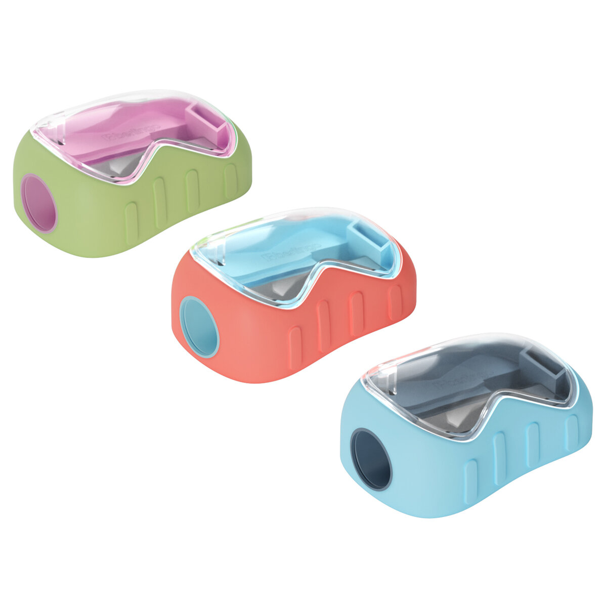 Комплект 24 шт, Точилка пластиковая Berlingo "Soft" 1 отверстие, контейнер, ассорти, туба