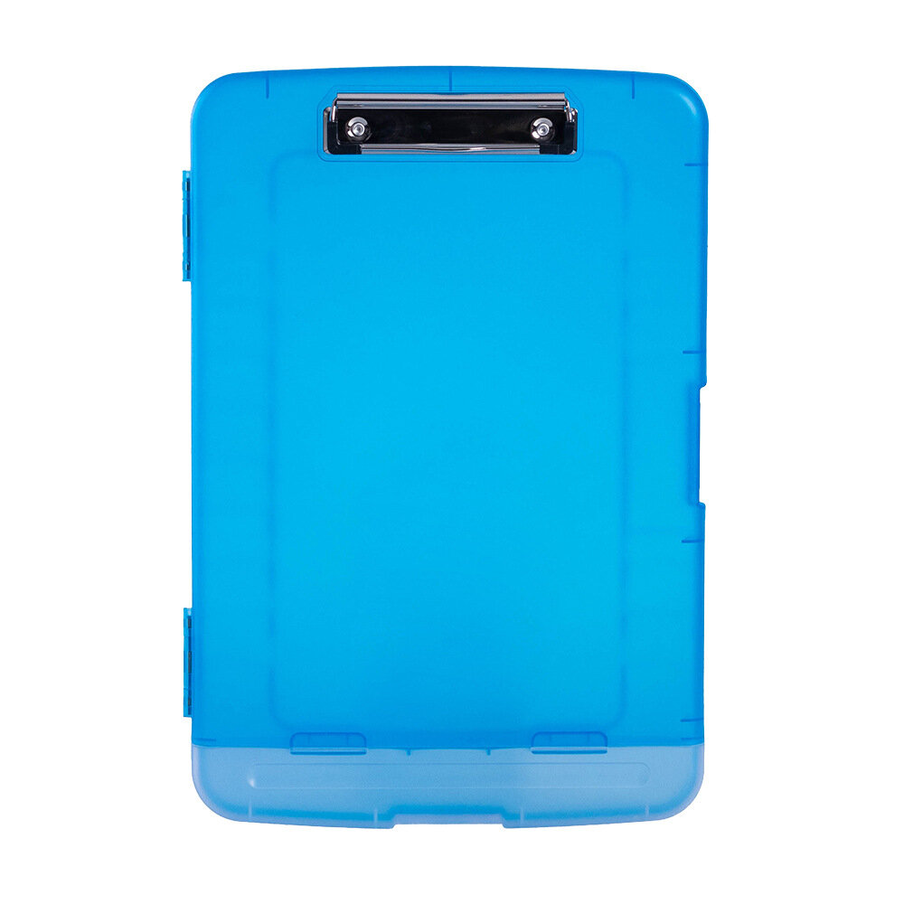 Многофункциональный файл-бокс A4 с пеналем прозрачный для хранения документов доска-скрепка пластиковая доска для записи полупрозрачный синий (8576)