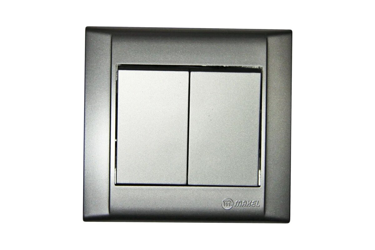 MAKEL Выключатель 2-кл. СП Defne 10А IP20 сереб. 42065003