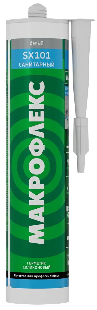 Герметик силиконовый санитарный Makroflex белый 290 мл уксусный