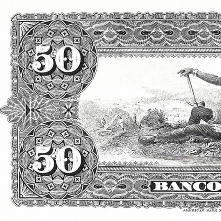 50 песо 1888 Мексика, сувенирная копия проекта банкноты, банкноты и купюры редкие коллекционные