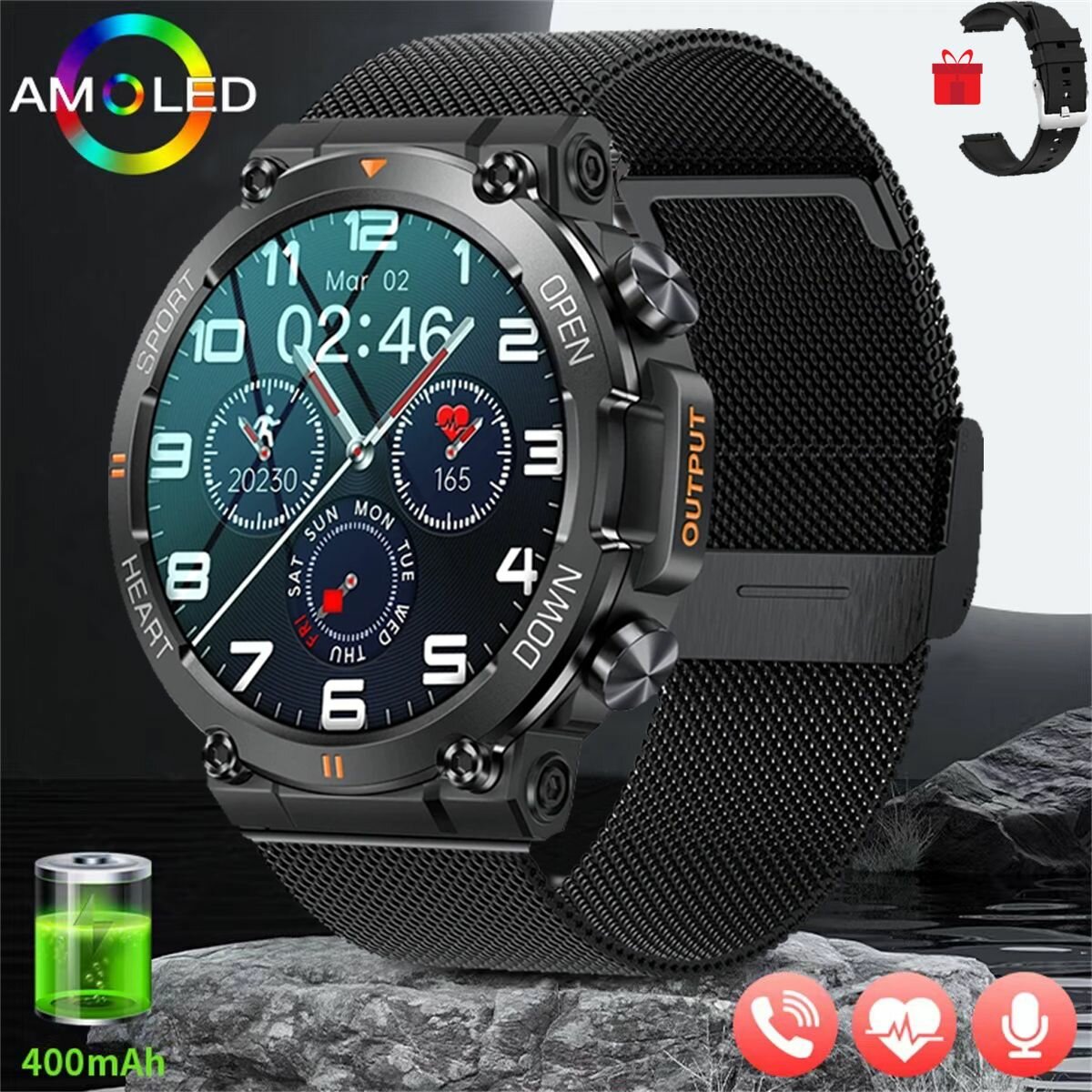 Смарт часы мужские WatchMe / Умные наручные круглые smart watch / Спортивные электронные водонепроницаемые фитнес часы для телефона смартфона