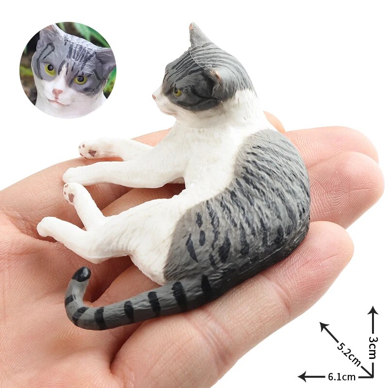 Фигурка кошки серого цвета Oenux, 6.1x5.2x3 см