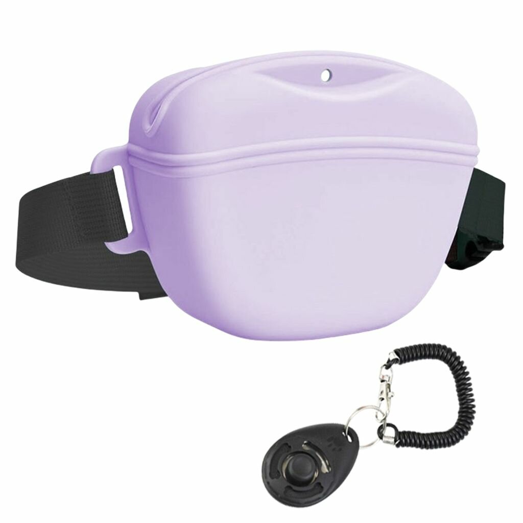 Снаряд для аджилити, набор из 3 предметов, силиконовая поясная сумка для дрессировки собак с ремнем и кольцом-фиолетовый