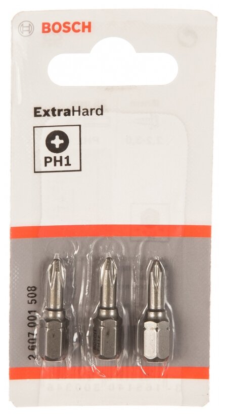Бита Bosch PH-1 x 25 мм (3 шт), блистер 2607001508