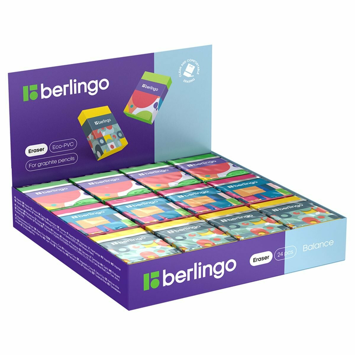 Ластик Berlingo Balance, эко-пвх, пластиковый держатель с печатью, 45x32x11мм (BLc_00S18), 24шт.