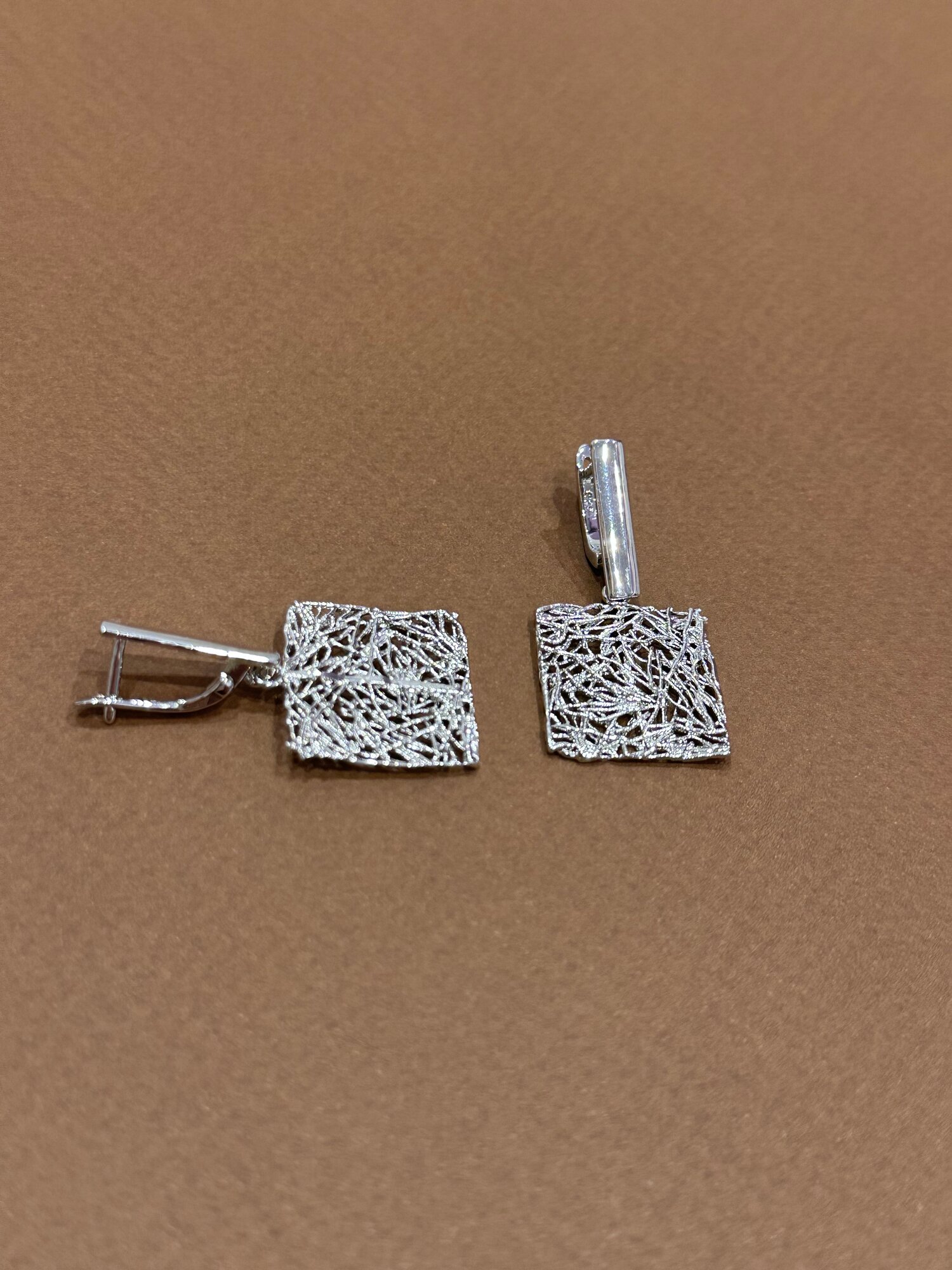 Серьги с подвесками Jewellery by Marina Orlova, размер 38 мм, серебристый — фото 1