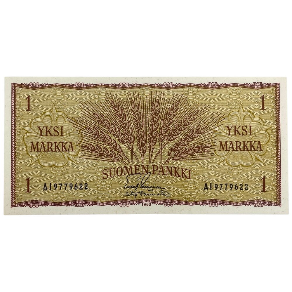 Финляндия 1 марка 1963 г. (Подпись Leinonen, Tornroth) (Серия AI)