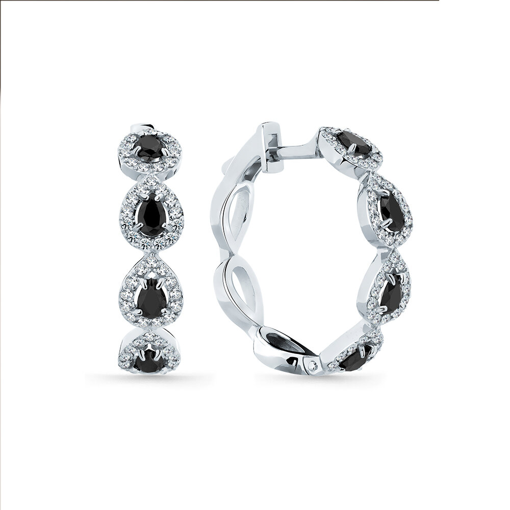 Серьги, белое золото, 585 проба, бриллиант