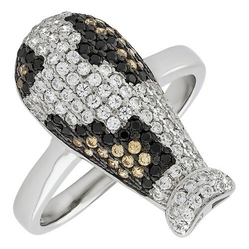 Перстень, серебро, 925 проба, родирование, циркон