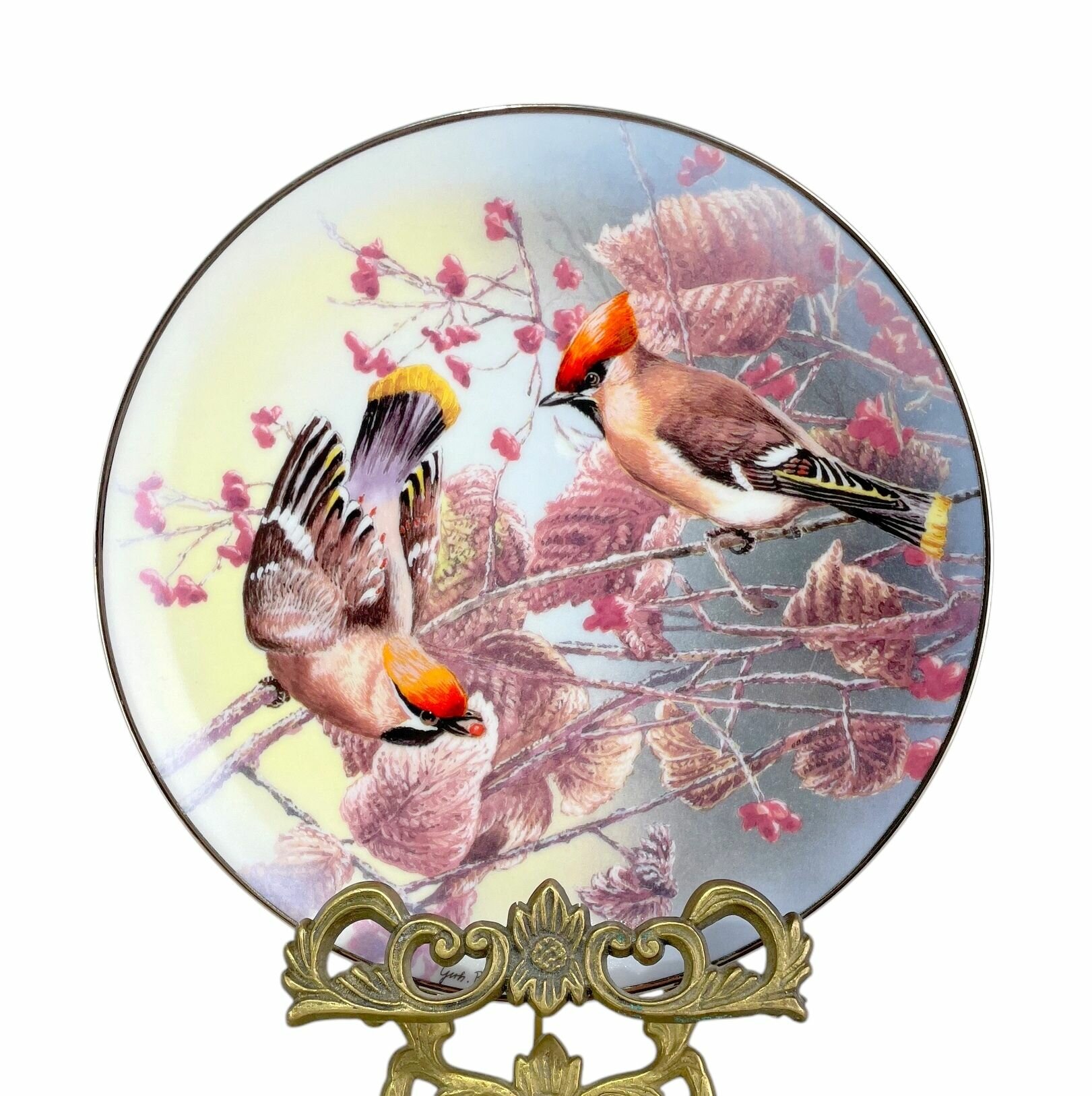 Декоративная винтажная тарелка Свиристель, Герхард Блюм. Германия