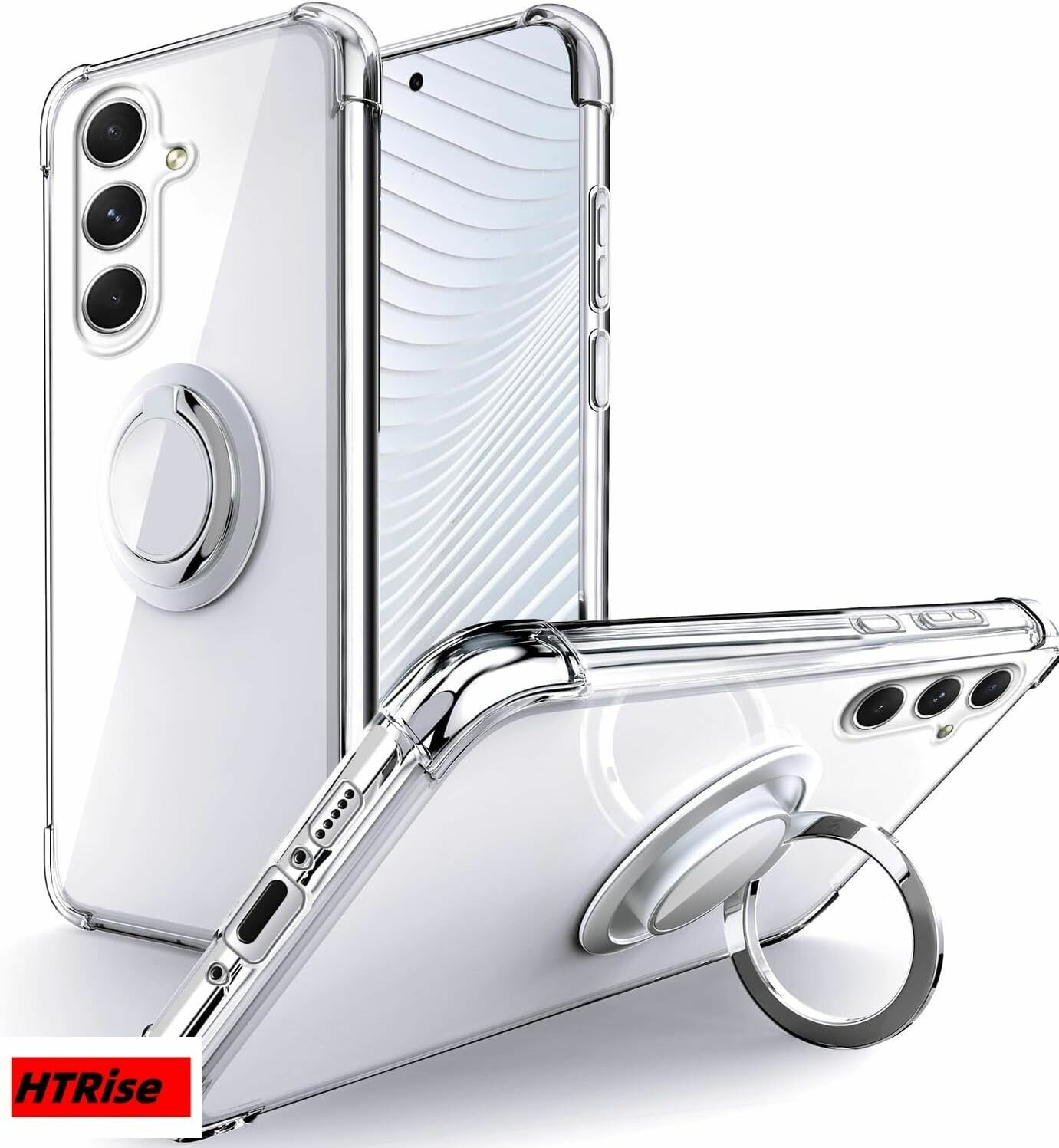 Силиконовый чехол для Samsung Galaxy A35(Самсунг Галакси А35) противоударный прозрачный с кольцом