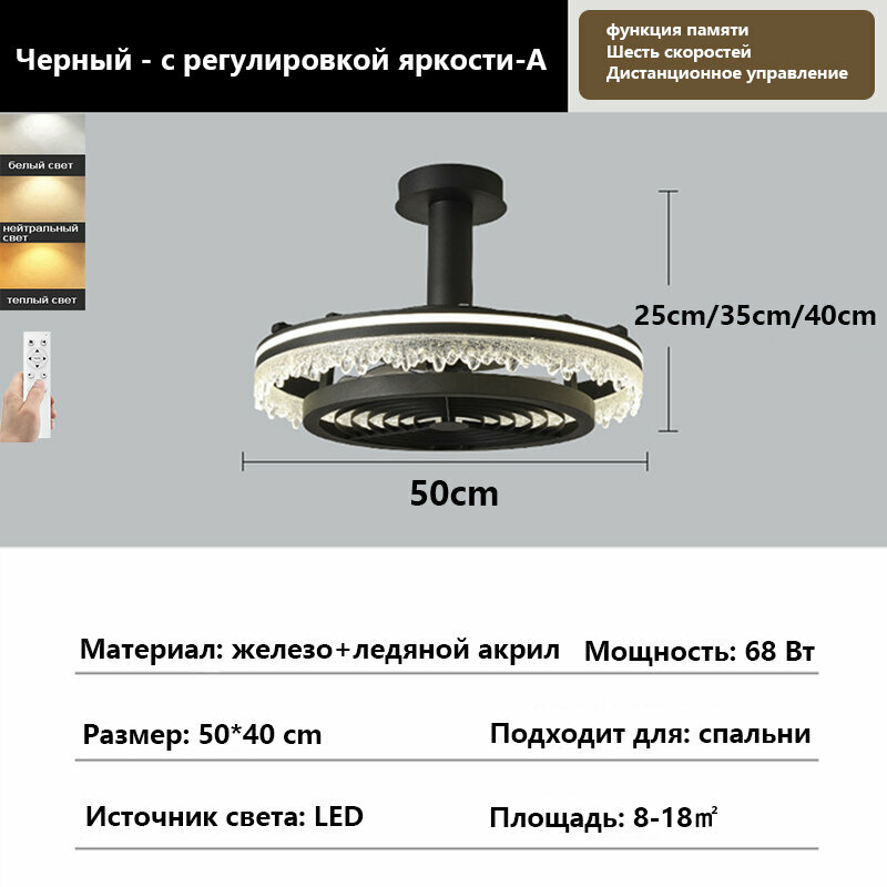 Освещающее оборудование (светильники) — кристаллическая модель — потолочный вентилятор-светильник — фото 1