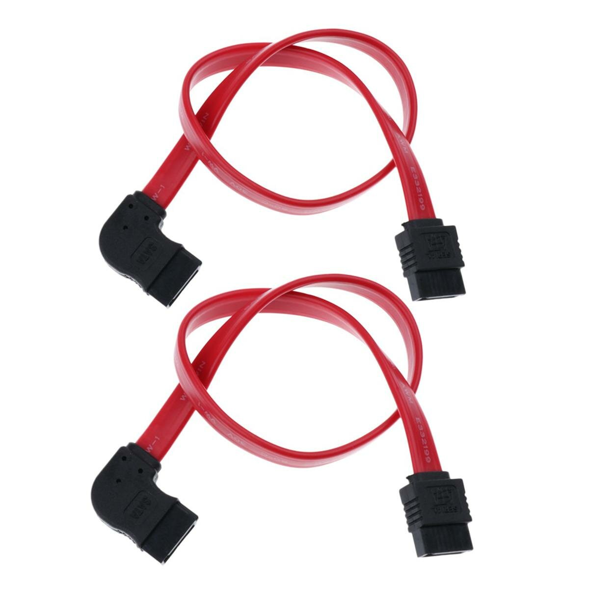 2 шт. 12-дюймовые кабели SATA III 6 Гбит/с 90 градусов левый угол с защелкой-фиксатором красного цвета