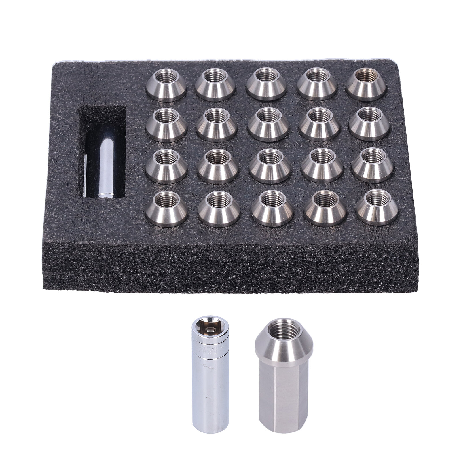 20pcs Wheel Lug Nuts M12x1.5 Thread 1.8in Height T304 Stainless Steel for Car ModificationSilver