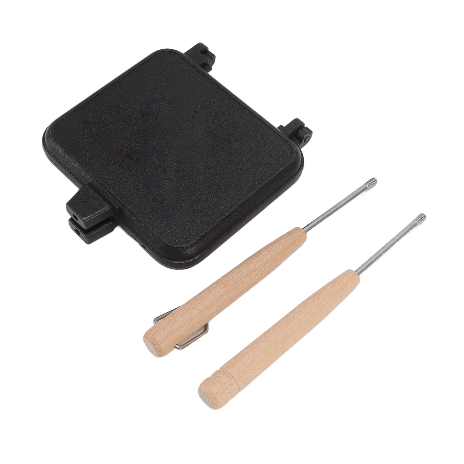 Двусторонняя сковорода с бутербродами с сплава алюминиевого сплава алюминиевого сплава с 2 съемными деревянными ручками для домашнего ресторана