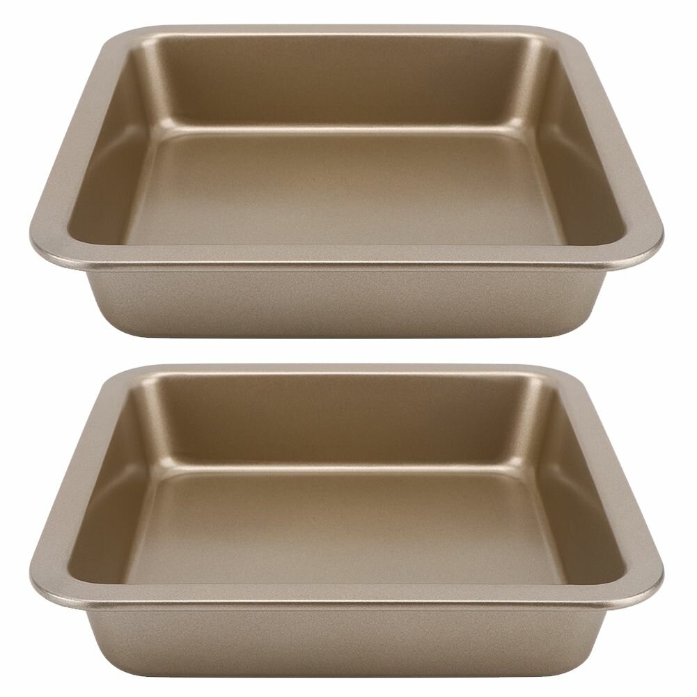 Золотая квадратная форма для пиццы с сырным тортом, 2 шт, антипригарные формы для выпечки, кухонные инструменты для выпечки, для легкого снятия и идеальных ломтиков