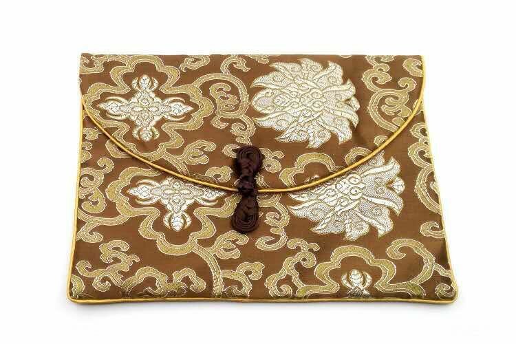 Конверт для книг по буддизму, коричневый, застежка бабочка, 26х20 см