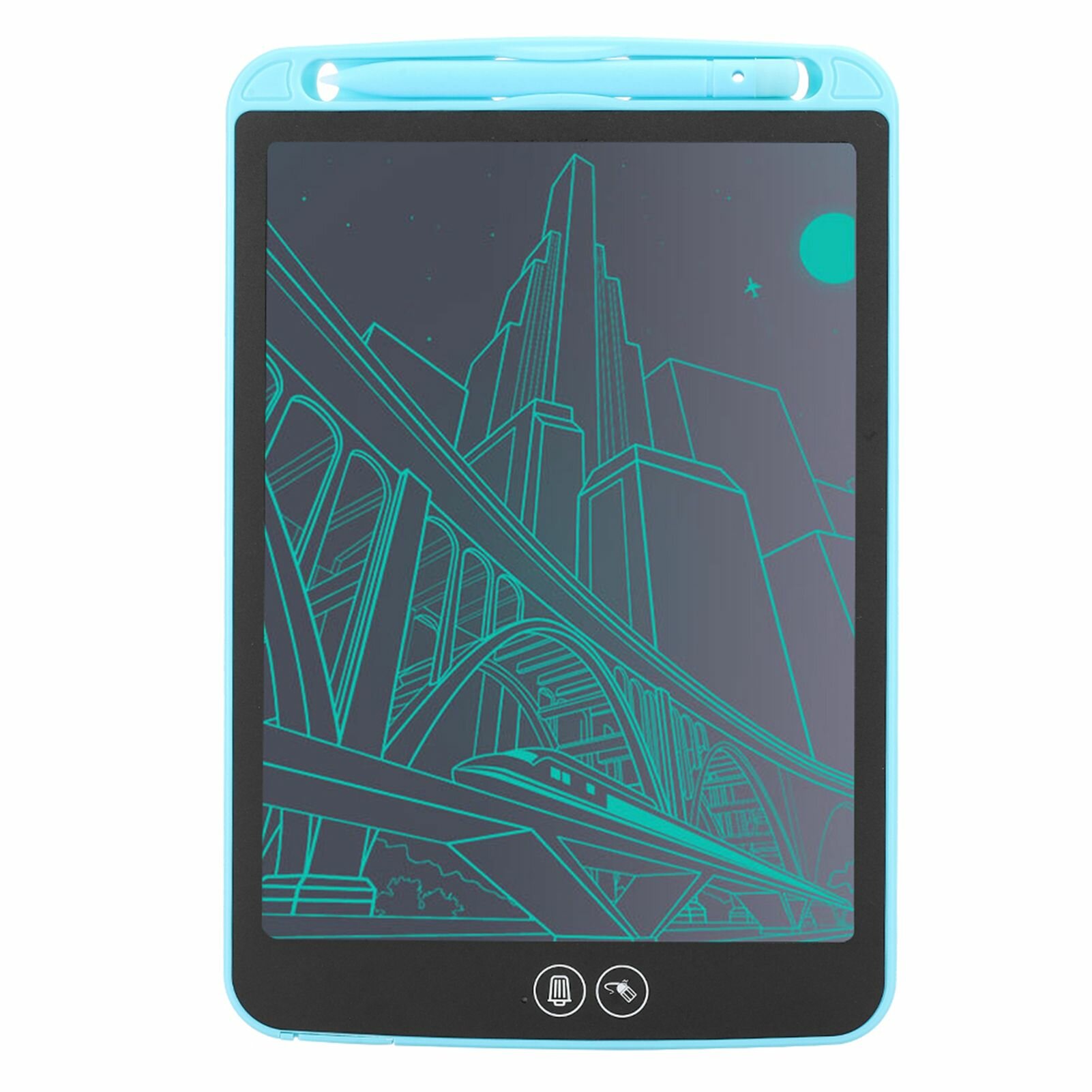 10-дюймовый блокнот для письма с утолщенной ручкой Smart Pen для детей, доска с ЖК-дисплеем и монохромным дисплеем, небесно-голубой цвет, частично стираемая для практики рукописного ввода