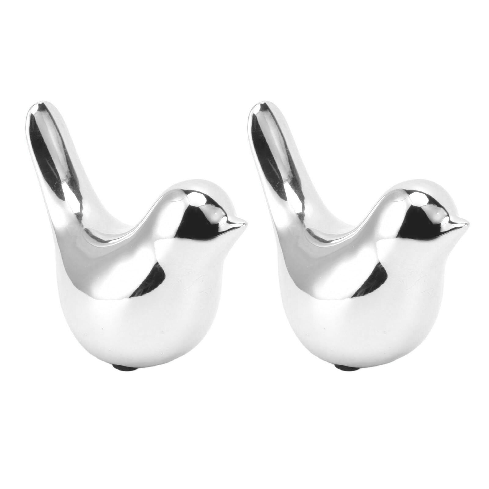 2 шт. Гальванизированные керамические фигурки птиц в скандинавском стиле, современные абстрактные фигурки птиц, украшение для дома и рабочего стола, подарки, посеребренные, большие.