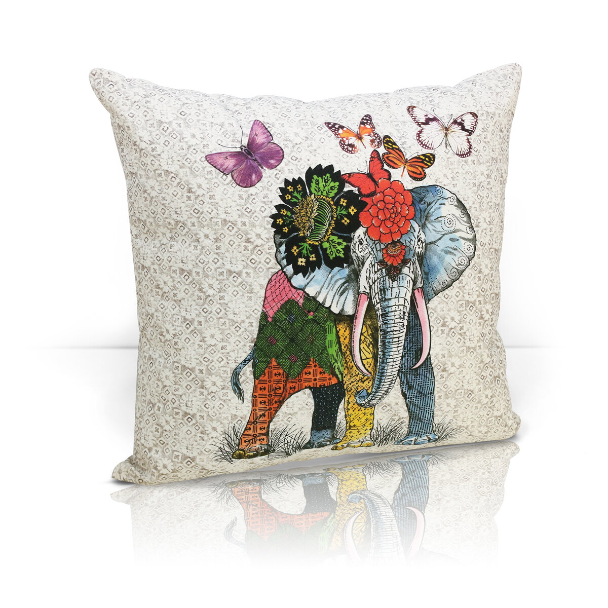 Декоративная подушка 49х49 см, Kalahari, бежевый/слон, тканевая со съемной наволочкой Kauffort