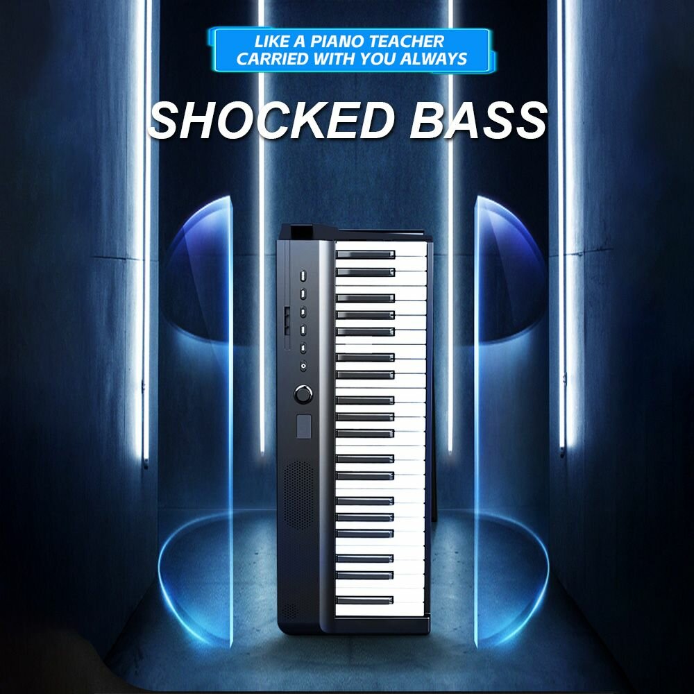 Портативный цифровой фортепиано 88 клавиш, складной, полноразмерная клавиатура, Bluetooth, аккумулятор 1800mAh