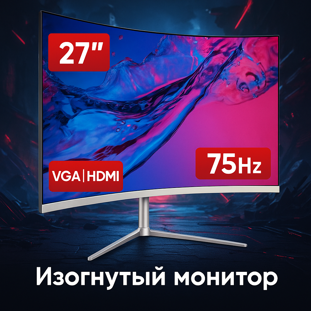 27-дюймовый изогнутый LED монитор Robinson с Full HD, IPS / VA, 75Hz