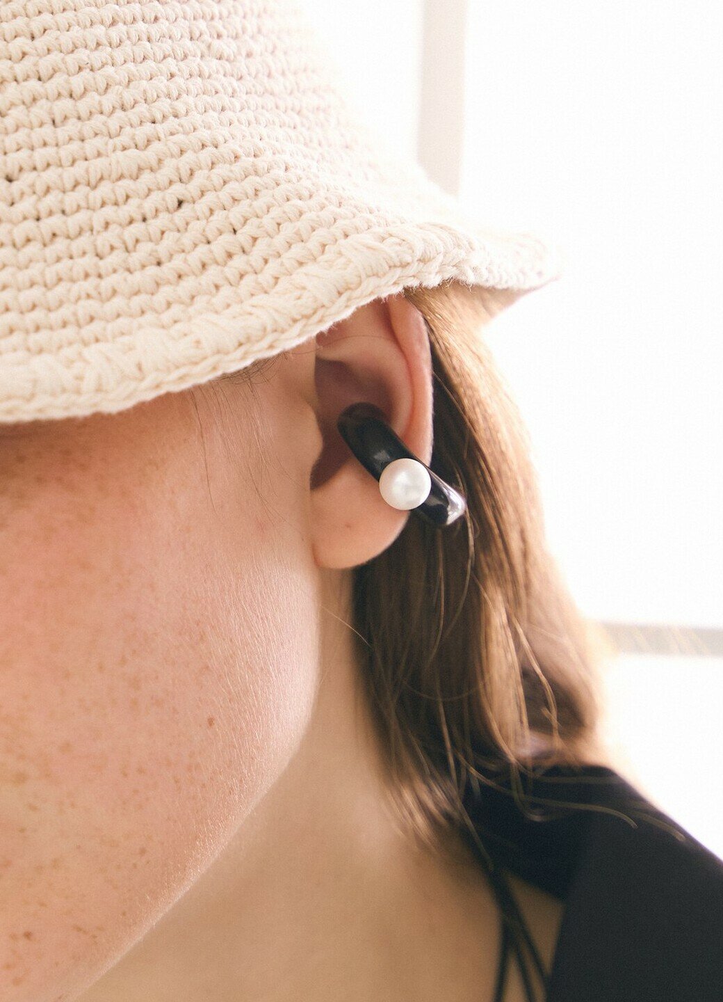 Моносерьга кафф, жемчуг пресноводный культивированный