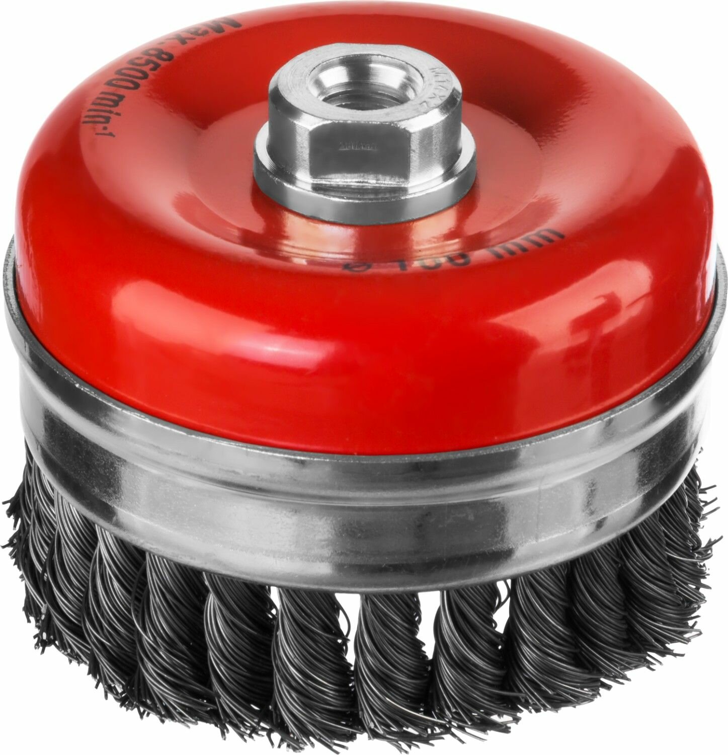 Чашечная щетка-крацовка MIRAX, 100 мм, жгутированная стальная проволока 0.5 мм, для УШМ 35144-100