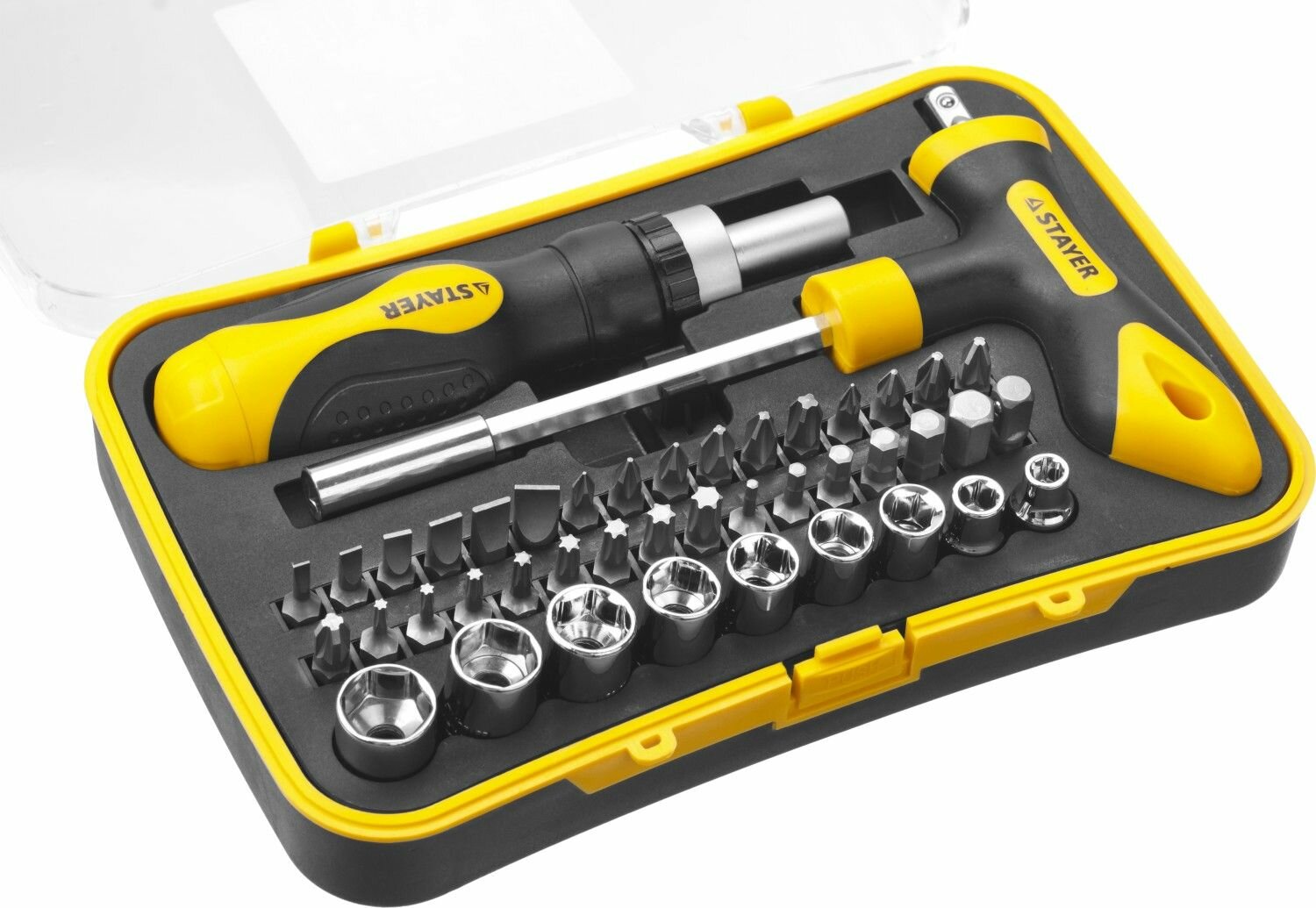 Реверсивная отвертка STAYER T-Compact-43, 43 предм, с насадками 25084-H43