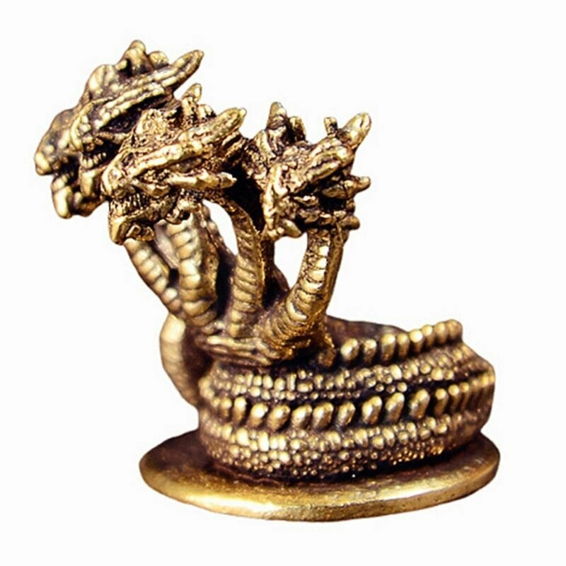 Латунное украшение в виде пятиглавой змеи-черепа