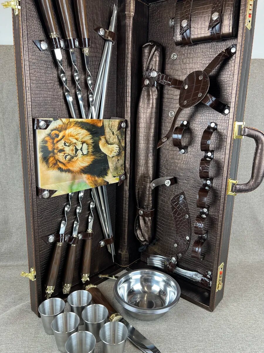 Дипломат подарочный с шампурами "Странник"для пикника / Оригинальный подарок