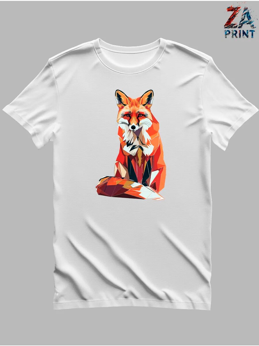 Футболка лиса принт красивая
